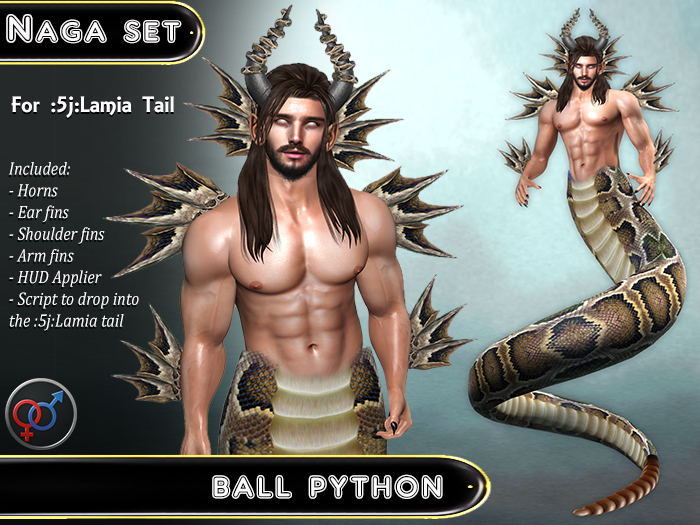 Second Life Marketplace - [NAGA] [S2-7] Ball Python (UNISEX) [BAKEMONOYA - :5j:Lamia Tail]